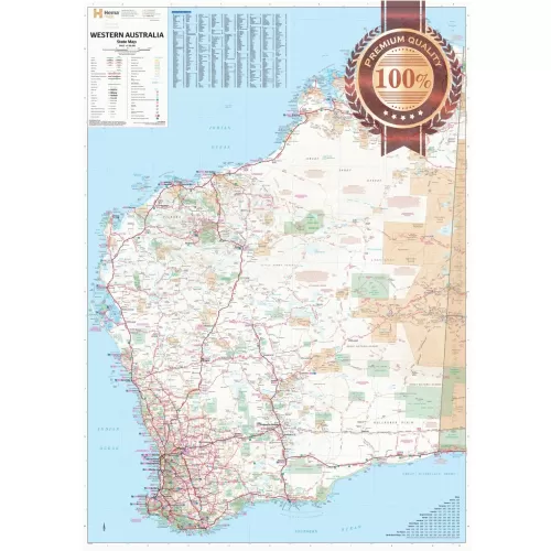 DETAILED WESTERN AUSTRALIA WA STATE ROADS MAP OF AUS CHART PRINT ...