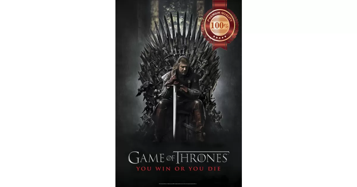 NED STARK ON THRONE THE GAME OF THRONES GOT SHOW ORIGINAL PRINT PREMIUM ...
