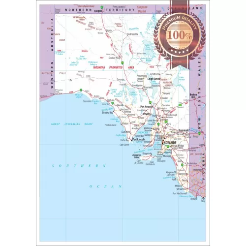 SOUTH AUSTRALIA SA STATE ROADS MAP OF AUS WALL CHART PRINT PREMIUM POSTER