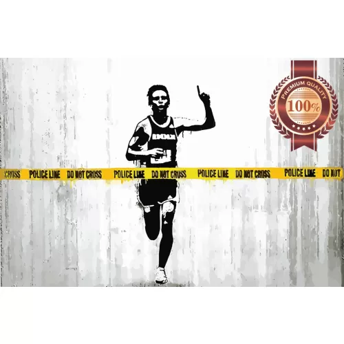 BANKSY RUNNER DO NOT CROSS POLICE LINE ORIGINAL PHOTO PRINT PREMIUM POSTER