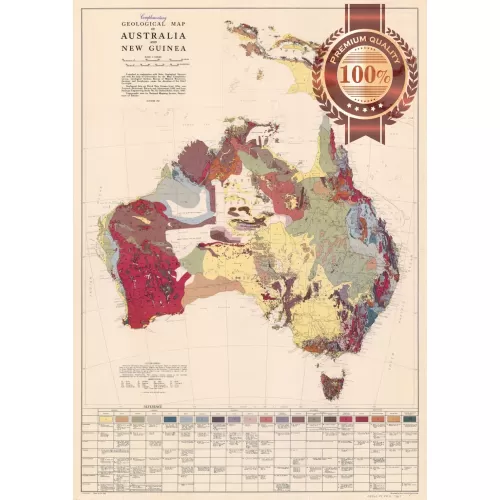 GEOLOGICAL MAP OF AUSTRALIA 1952 VINTAGE AUS WALL CHART PRINT PREMIUM ...