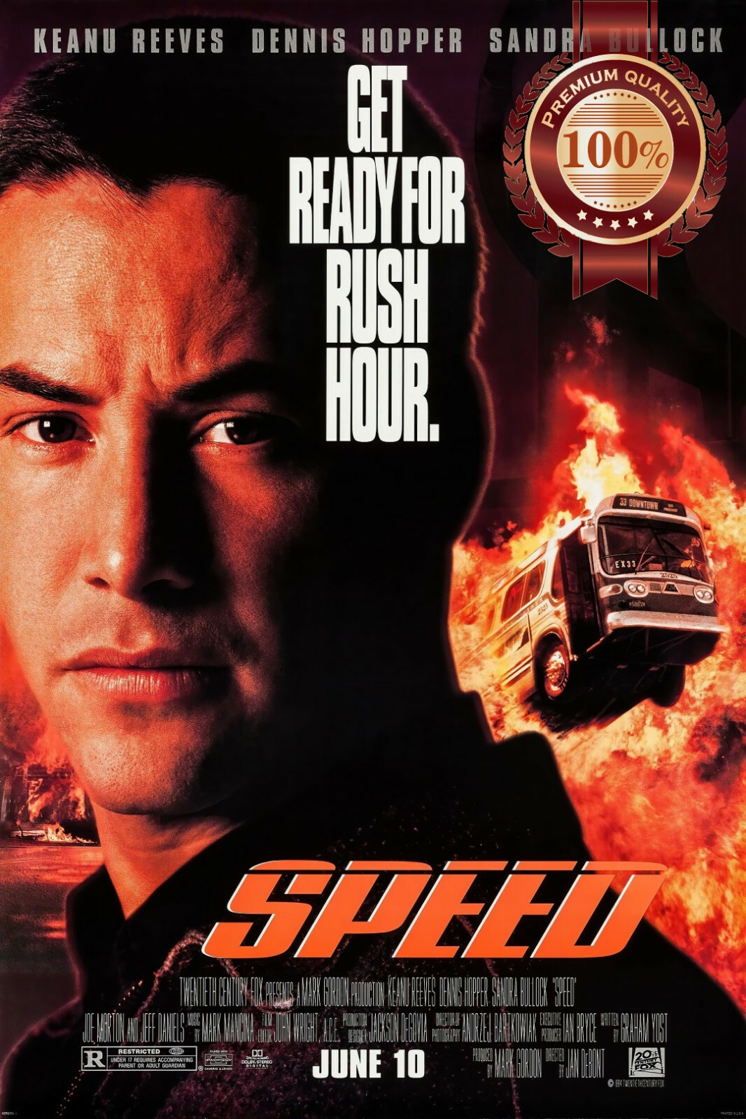 SPEED 1994 90s KEANU REEVES OFFICIAL ORIGINAL CINEMA MOVIE PRINT ...