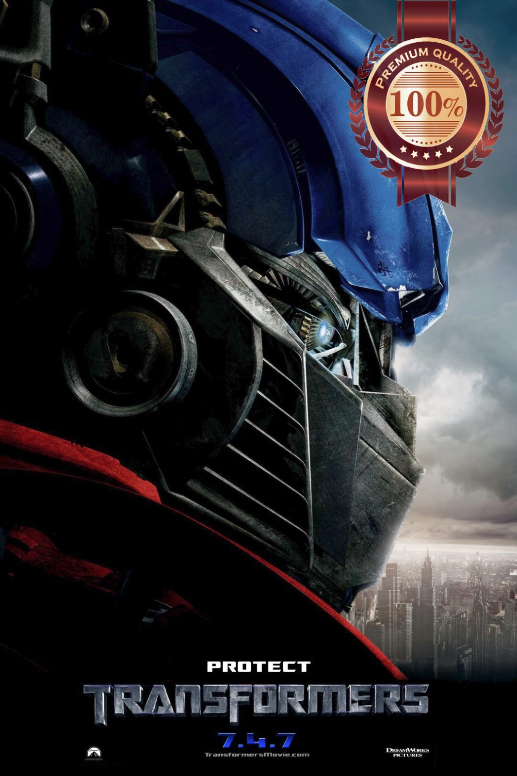 TRANSFORMERS OPTIMUS PRIME PROTECT SIDE PROFILE MOVIE PRINT PREMIUM POSTER