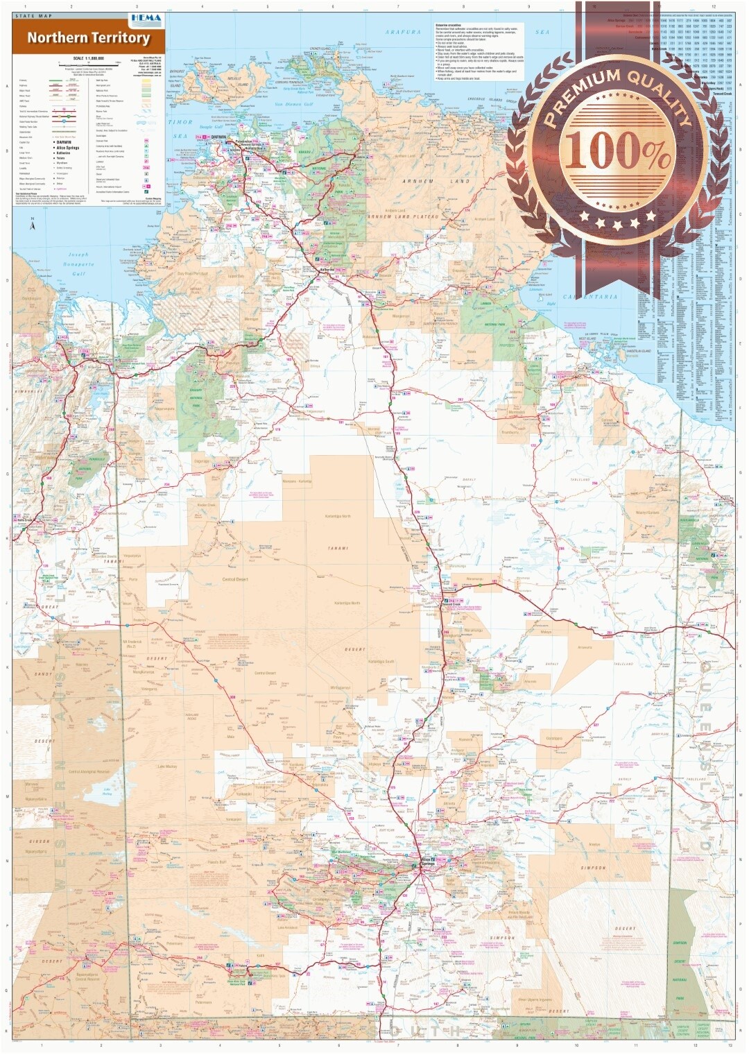 DETAILED NORTHERN TERRITORY NT STATE ROADS AUSTRALIA MAP OF AUS PRINT ...